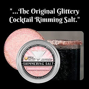 BREW GLITTER Shimmering Pink Cocktail Rimming Salt, Drink Rimmer for Beverages, Cocktails, Margaritas, Drinks, Kosher Certified, Vegan (4 oz, Shimmering Pink)