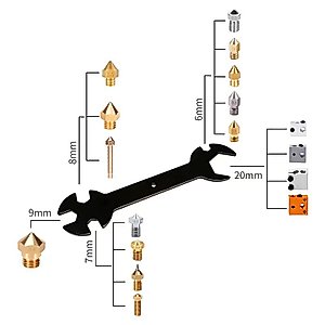 AIMPGSTL 3D Printer 5 in 1 Multi-Function Wrench Tool for Fixed Mk8 Ender 3 Brass Nozzle 3D Printer Accessories