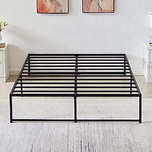 VECELO 14" Metal Platform Bed Frame/Mattress Foundation/No Box Spring Needed (Queen Size)