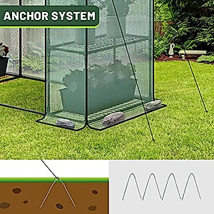 BBBuy Outdoor Portable Walk-in Greenhouse 3 Tiers 6 Shelves w/ Durable PE Cover Roll Up Zipper Door Steel Frame Screen Windows Garden Greenhouse for Growing Plants and Storage w/ Ground Pegs, Ropes