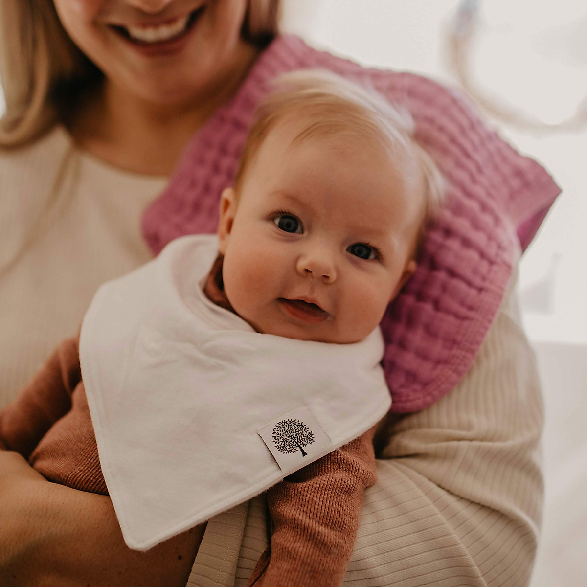 Parker Baby Muslin Burp Cloths | 100% Cotton Burping Clothes, Newborn Essential | Must-Have Baby Registry, Modern and Trendy Colors | 20"x11" Large Baby Burp Cloths, 4-Pack Rose