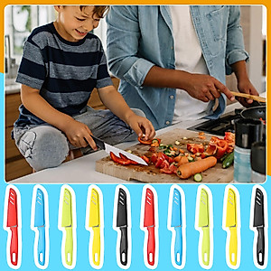 Lothee 50 Pcs Paring Knife Bulk, 5 Colors Fruit Vegetable Knife Stainless Steel Kitchen Knife Ultra Sharp Knife with Plastic Handle for Chef Cutting Peeling Cooking, 3.94 Inches Blades