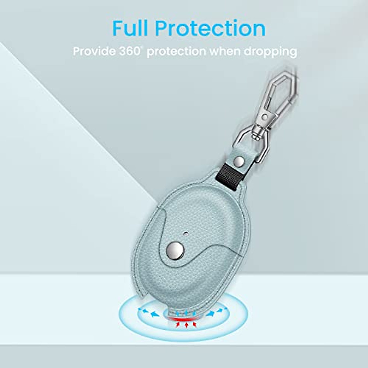 Fintie Protective Case for Pixel Buds A-Series (2021) / Pixel Buds 2 (2020), Premium PU Leather Slim Fit Metal Snap Closure Portable Cover Skin with Keychain, Ice Blue