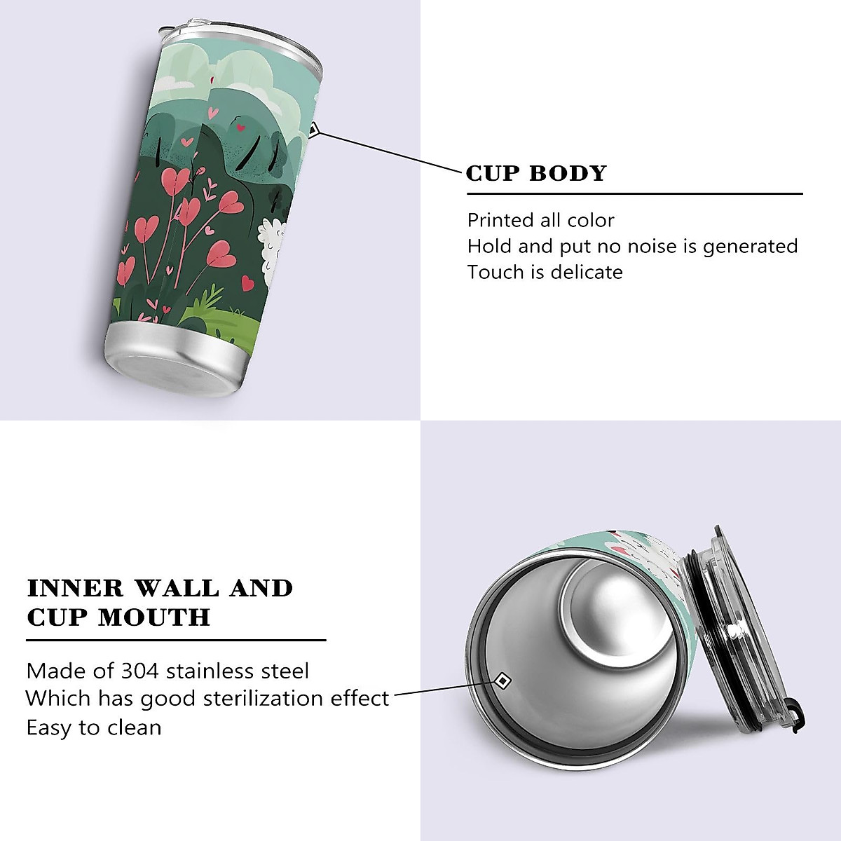 Wassud Cartoon Alpaca 20 oz Tumbler with Lid and Straw Stainless Steel Double Wall Vacuum Tumblers Insulated Travel Coffee Mug for Cold and Hot Drinks