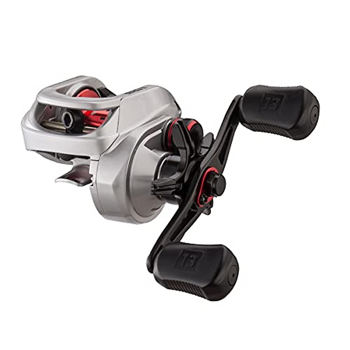13 FISHING - Origin F1 Baitcast Reel - 6.6:1 Gear Ratio - Left Hand Retrieve (100 Size) (Fresh) - OF1-6.6-LH,Silver/Black/Red