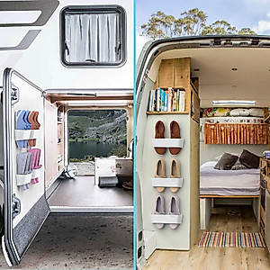 Yocice Wall Mounted Shoes Rack 2Pack with Sticky Hanging Strips, Plastic Shoes Holder Storage Organizer,Door Shoe Hangers (SM03-White-2)