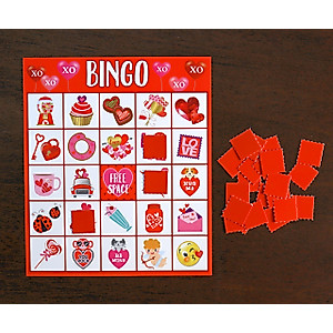Iconikal Valentine's Day 32 Player Bingo Game Set Classroom Group Activity Fun Interactive Learning School Plus Bonus Game
