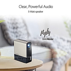 ASUS ZenBeam E2 Mini LED Portable Wireless Projector - 300 LED lumens, Auto Portrait Mode for Smartphone mirroring, 4 Hour Video Playback, Power Bank, 5W Speaker, USB, HDMI