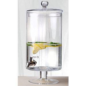 Glass - Beverage Dispenser - Cold Drink Dispencer - Iced Beverage Server -2 Gallon - 7.5 Liter (256 Fl. Oz.) - with Stainless Steel Spigot - Knob - - by Barski - Made in Europe
