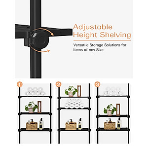 ALLZONE Adjustable Over The Toilet Storage Shelf, 4-Tier Ample Over Toilet Bathroom Organizer and Storage,Tension Mounted Above Toilet Storage Cabinet for Versatility, Fits 64-113 Inch Heights, Black