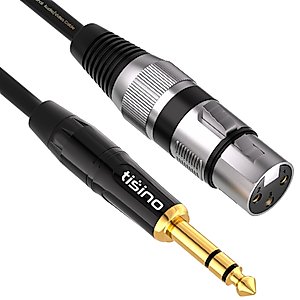 tisino XLR Female to 1/4 Inch (6.35mm) TRS Jack Lead Balanced Signal Interconnect Cable XLR to Quarter inch Patch Cable - 3.3 Feet