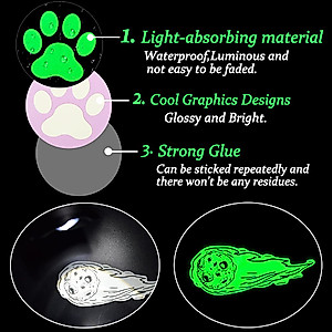 QTL Glow in The Dark Wall Stickers for Kids Cute Wall Stickers for Adults Girls Boys Glowing Stickers for Laptop Water Bottles Decor Waterproof Vinyl Stickers Packs 20Pcs