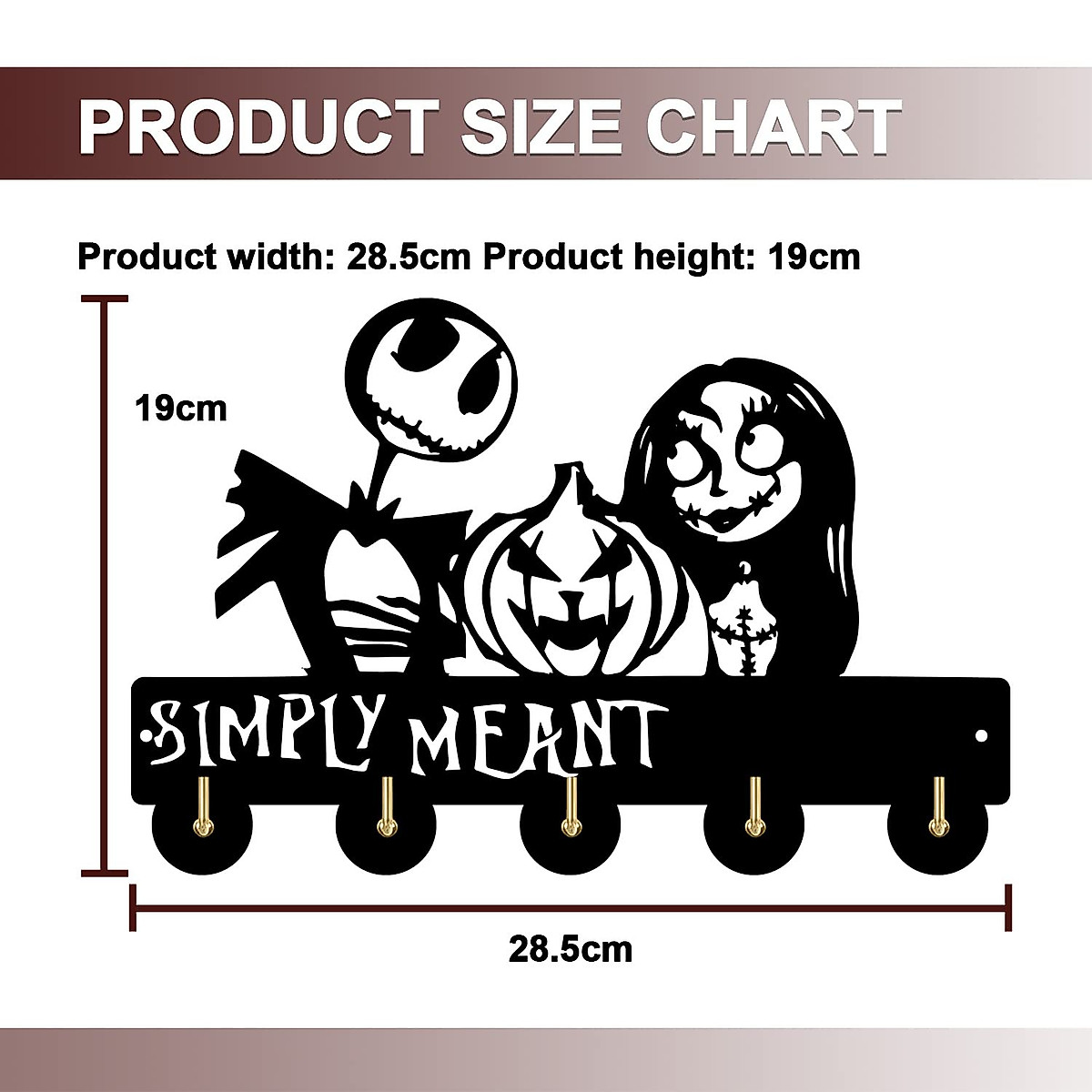 Christmas Nightmare Decor Key Holder for Wall - Jack Cartoon Sally Gothic Wall Decor Key Organizer with 5 Hooks - for Halloween Decor - Christmas Nightmare Gifts for Kids Girls