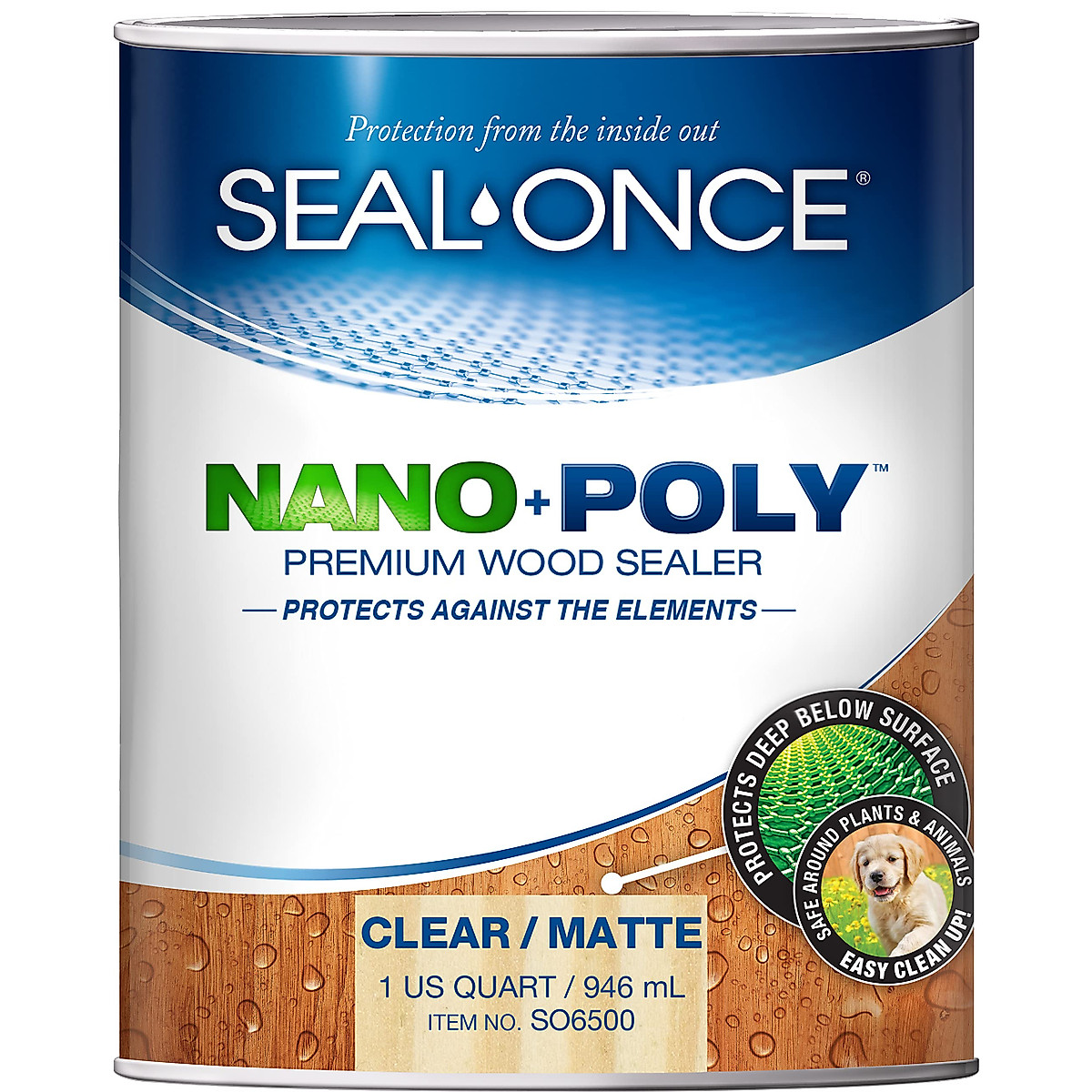 Seal-Once Nano+Poly Penetrating Wood Sealer with Polyurethane - Premium Waterproof Sealant -1 Gallon & Clear