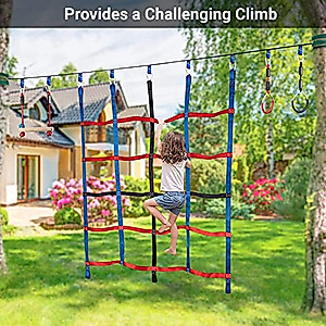 Climbing Net for Kids, Polyester Rope Ladder Jungle Gym Playground & Backyard Set, Ninja Warrior Style Obstacle Course Cargo Net for Kids Outdoor Treehouse, Swing Set Or Monkey Bar Attachment