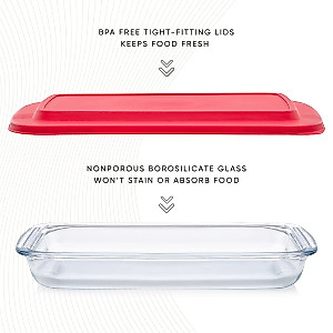 JoyFul by JoyJolt 8pc Glass Bakeware Set. 4x Baking Pan Dishes and 4x Baking Dish Lids for Kitchen Storage, Deep Baking Sheet, Oven Tray, Rectangle Casserole Dish, Lasagna Pans, Cake Baking Sheets