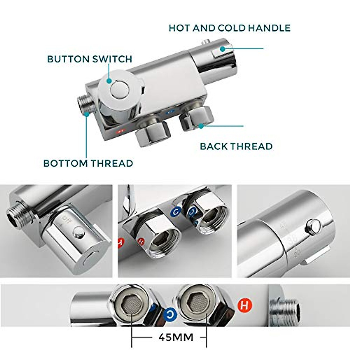 MINJING Bidets Faucet, Wall Mount Thermostatic Bidet Faucet, Brass Bidet Toilet Faucet, Hot and Cold Water Hygienic Shower, Warm Water Faucet Sprayer Kit, Chrome