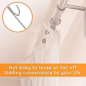 Metal Curtain Hooks Long Drapery Hook Pins 7cm by 1.8cm Stainless Steel Pin on Hooks with Clear Box for Window Curtain, Door Curtain and Shower Curtain, Silver (50 Pieces)