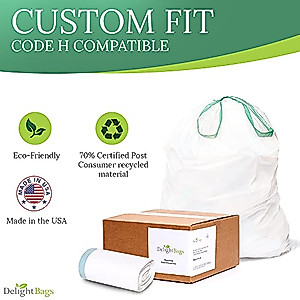 Compatible with Simple human Code H, 200 Count, Eco-Friendly, White Drawstring Trash Bags, 8-9 Gallon,30-35 Liter, 18.5" x 28", 1.2 Mil thick, Made in the USA with 70% CERTIFIED Post Consumer Material