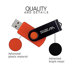 XINWAY 8GB USB 2.0 Flash Drives Thumb Drive Memory Stick, (5 Pack 8GB Five Colors: Black White Blue Green Orange)