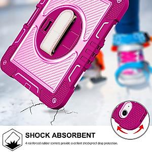 Hot Pink 10th Generation Case 2024 10.9 inch with Pencil Holder 10 Case Tablet Case New Gen 10 Case 2024 New 10.2 Case for Kids Girls 10.9 Inch 2024 Release