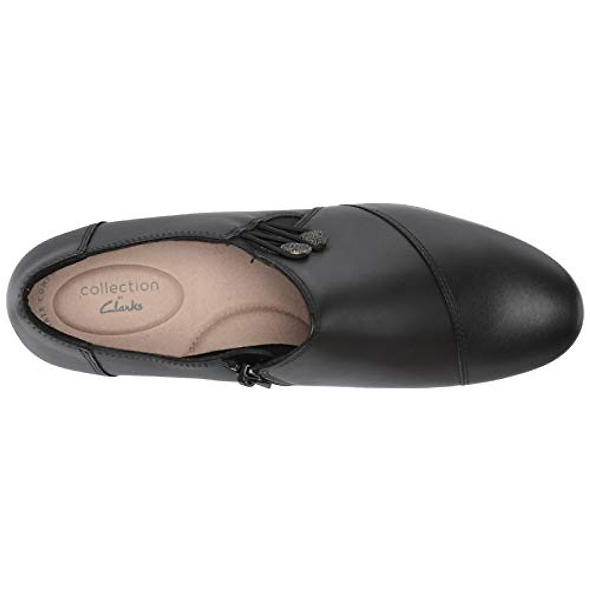 Clarks Women's Emslie Warren Slip-on Loafer,Black Leather,6.5 M US