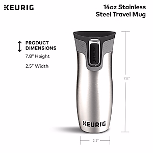 Keurig K-Duo Special Edition Coffee Maker, Single Serve and 12-Cup Drip Coffee Brewer, Silver & Contigo Autoseal Coffee Travel Mug, West Loop Vacuum Insulated with Easy-Clean Lid, 14 Oz, Silver