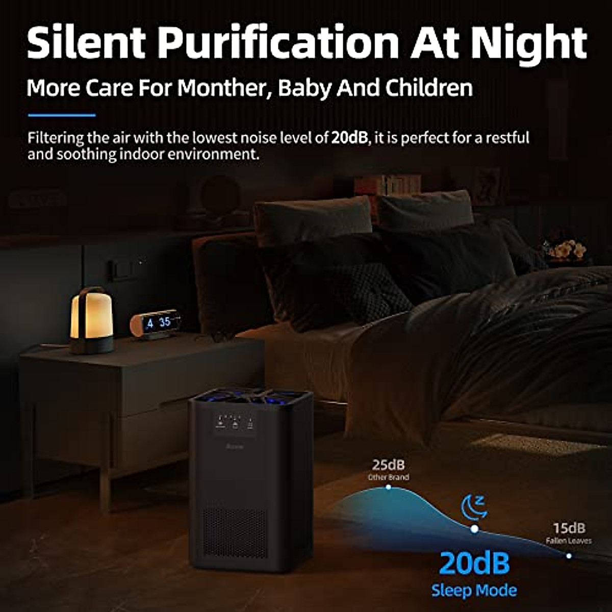 AROEVE Air Purifiers for Bedroom Air Purifier With Aromatherapy Function For Pet Smoke Pollen Dander Hair Smell 20dB Air Cleaner For Bedroom Office Living Room, MK06- Black(Available for California)