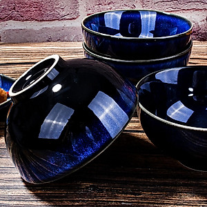 BOSILI Rice Bowl set, Cereal Bowls Microwave and Dishwasher Safe, Ceramic Bowl set of 4 for Soup Rice Oat