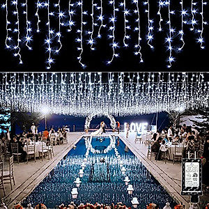 Christmas Icicle Lights Outdoor - 66ft 640 LED 8 Modes Connectable Curtain Fairy String Lights with Timer Memory, Plug in Waterproof for Home Decoration Holiday Eaves Yard Party Indoor (Cool White)