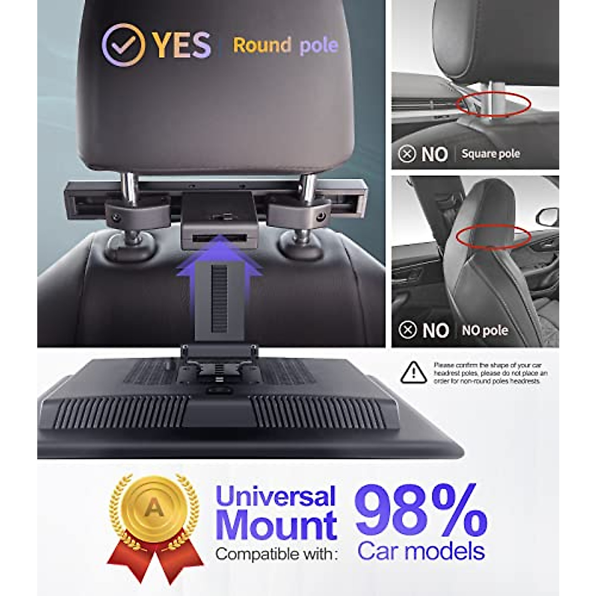 Seventour 12.4" Android 4K Car TV Headrest Monitor Tablet for Back seat, Support Phone Wireless Connection Mirror Link Touch Screen,with WiFi/Bluetooth/HDMI/USB/AV in/SD/Airplay Video Player(2*pcs)
