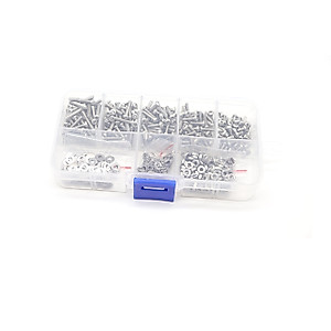 cSeao 550pcs M2.5 Pan Phillips Head Machine Screws Nuts Washers Assortment Kit, 304 Stainless Steel, M2.5 x 5mm/ 8mm / 10mm / 12mm / 16mm