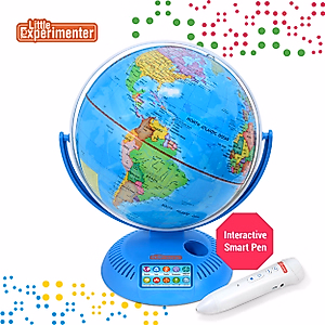 Interactive Globe for Kids with Wireless Smart Pen, 9” Globes with Stand, Learning & Education STEM Toys, Talking World Map Gift for Children, Christmas Gifts for Boys & Girls Ages 7 8-12 Years Old