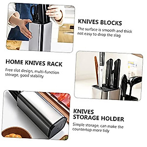 Mikinona 1pc Tool Holder Kitchen Cutter Organizer Cutter Storage Rack Multifunction Stand Containers Home Knives Rack Cutting Tool Rack Knives Holder Stainless Steel Silver