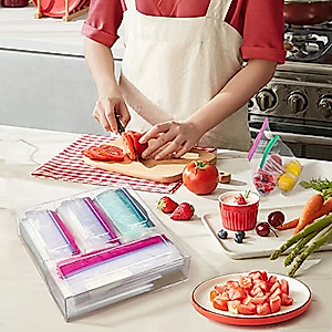 Xverycan Acrylic Ziplock Bag Storage Organizer, Clear Food Baggie Organizer Dispenser for Kitchen Drawer, Gallon, Quart, Sandwich, Snack, Freezer, Slider Bags (Drag to Open)