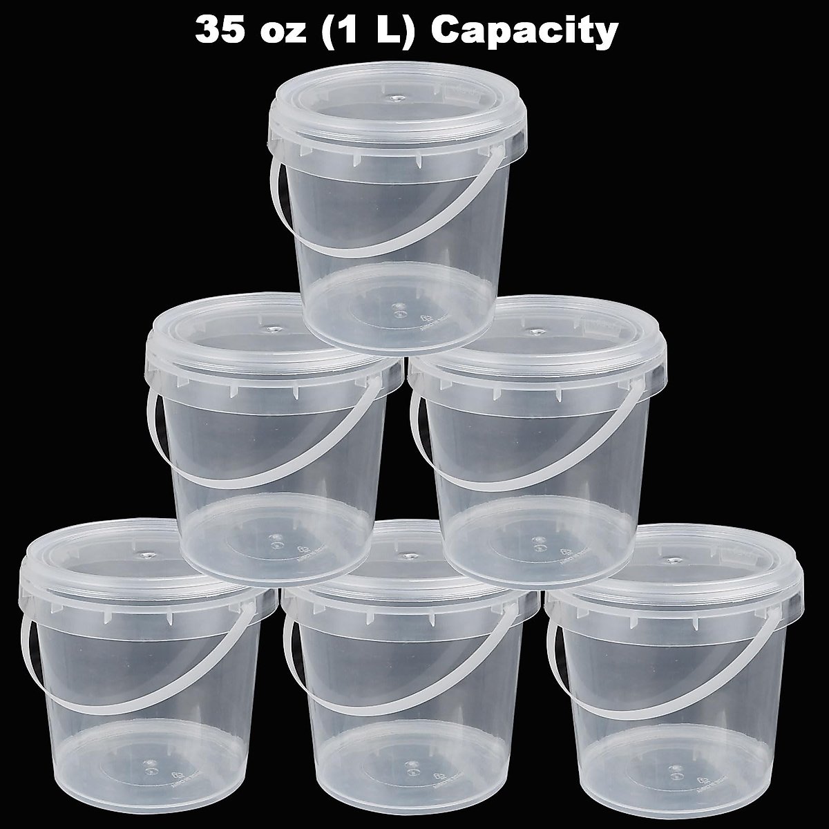 ZOFORTY 30 PCS 30 oz Slime Containers with Lids and Handles, Plastic 1000ml Storage Bucket Containers, Clear Slime Storage Case for Slime DIY Art Craft, Pigment, Small Tools, Part Material
