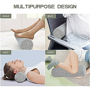 JOYENERGY Cervical Neck Roll Foam Pillow, Round Neck Support for Sleeping, Bolster with Removable Washable Cover, Ergonomical for Neck, Back, Legs, Ideal for Spine and Neck Support (4"x17")