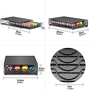 RECAPS Coffee Pod Holder Pod Drawer Storage Pods Holder Coffee Capsules Kitchen Organizer Compatible with Vertuoline Vertuo Stores 40 Capsules Black Color