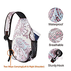 MOSISO Sling Backpack,Travel Hiking Daypack Pattern Rope Crossbody Shoulder Bag, National Style