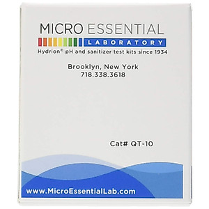 MICRO ESSENTIAL LABORATORY QT-10 Plastic Hydrion Low Range Quat Check Test Paper Dispenser, Single Roll, Food Service Test Strips, 0-400ppm (Fоur Paсk)