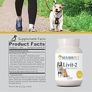 Ayush Herbs Livit-2 Pet Health Supplement, Liver and Gastrointestinal Support, Healthy Skin and Hair, Small or Large Animal, Young or Senior Pet, 90 Tablets