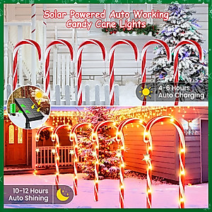 12PK Christmas Decorations Outside Solar Candy Cane Lights, KuBace Newest Solar Pathway Markers Yard Lights with Blinking Star, 9 Modes Xmas Decor for Yard Garden Driveway Walkway, Wider Solar Panel