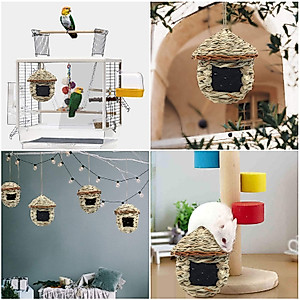 3 Pack Hummingbird House, Hand Woven Bird Nest for Outdoors Hanging, Small Grass Bird Houses for Outside, Natural Fiber Bird Hut Roosting Pocket for Finch Canary Chickadee