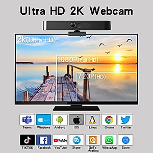 DOBVDLA Conference Room Camera System, 2K HD Video Calling with 4 Microphones, Wide Field of View Webcam, All-in-One Video Conferencing System for Huddle Meeting Room