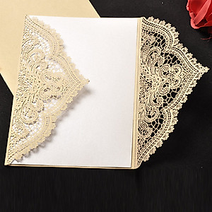 YU FENG 24pcs Vintage Wedding Invitations Cards with Laser Cut lace Flower for Bridal Shower,Engagement,Anniversary or other Event Ideas