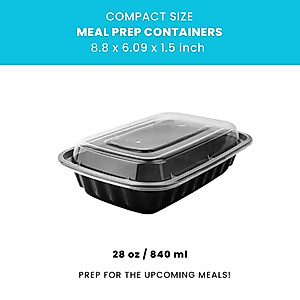 Generic ASK WHOLESALE 28 oz Food Storage Containers With Lids, Meal Prep Containers, Plastic Long-lasting Containers, 50 Pcs Microwavable Reusable Food Containers with Lids, Lunch Box, Black, AW6788