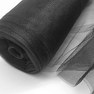 Black Tulle Fabric Roll Spool Bolt (54 Inch by 40 Yards) Large Tulle Wedding Party Decoration, Tutu Skirt, Table Runner, Gift Wrapping, Bridal Shower, Soft & Drape (Black)
