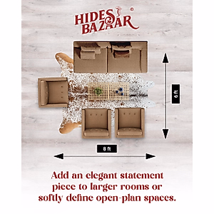 HIDES BAZAAR Cow Rugs for Living Room & Office Premium Salt and Pepper Rug Cowhide Rug - Brown & White Cowskin Rugs Made from Genuine Cowhide Leather - Cow Hide Rugs 6x8 ft