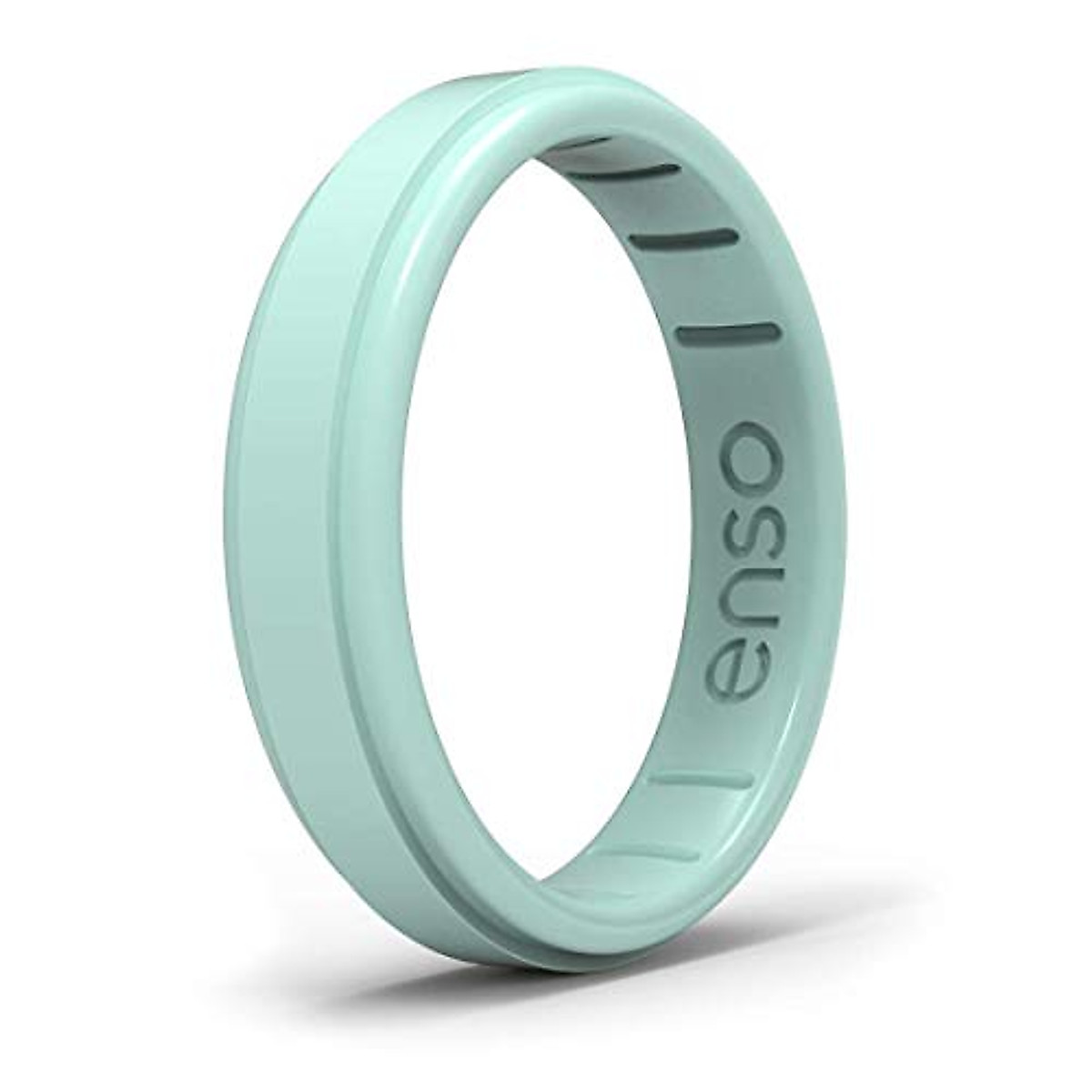 Enso Rings Thin Rise Silicone Ring - Timeless With a Twist - Made in the USA - Comfortable, Breathable, and Safe (Turquoise, 6)