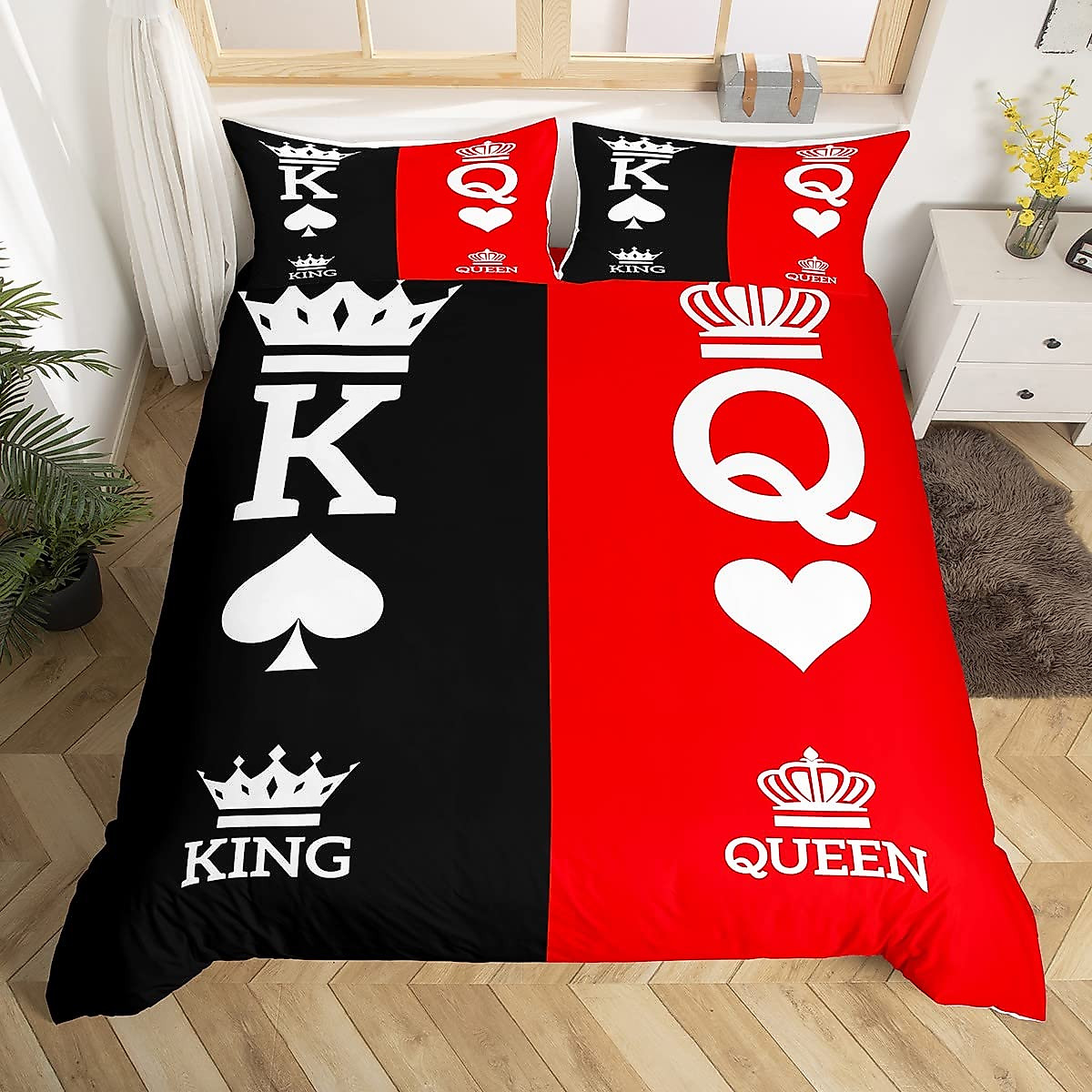 Feelyou Couple Lover Duvet Cover Adults Valentine Day Bedding Set for Adults Ultra Soft Romantic Comforter Cover Set Simple Modern Bedspread Cover Room Decor Queen Size Bedclothes Zipper